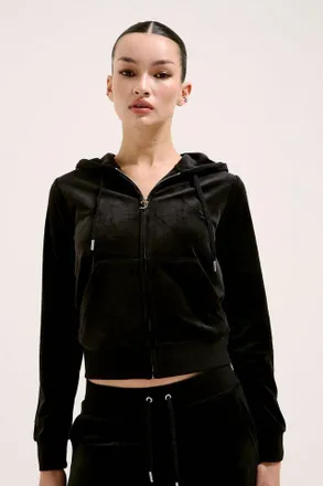 Juicy Couture Kapuzennickijacke ROBERTSON CLASS Damen Trainingsjacke Damen, Sweatjacke mit Kapuze, Velour, mit Glitzer, Sale