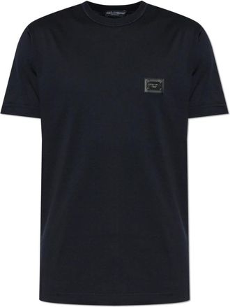 Dolce & Gabbana Homme, Tops, Bleu, Taille: XL T-Shirt avec &eacute;cusson logo