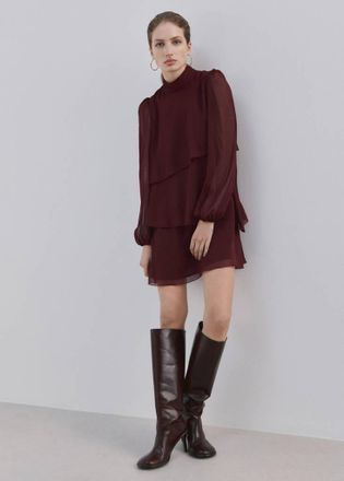 Mango R&uuml;schenkleid mit drapiertem Ausschnitt bordeaux - Damen - XS - MANGO