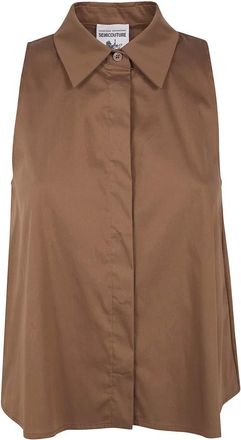 Semicouture Femme, Tops, Brun, Taille: 34 FR Mini-top en popeline de coton