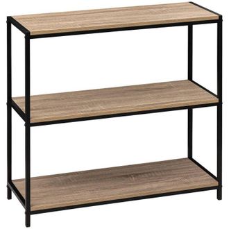 5five Simply Smart 5Five Simply Smart - Console 3 niveaux effet ch&ecirc;ne naturel et m&eacute;tal noir H 80 cm - Meuble &agrave; assembler - Pour salon, bureau ou chambre &agrave; coucher