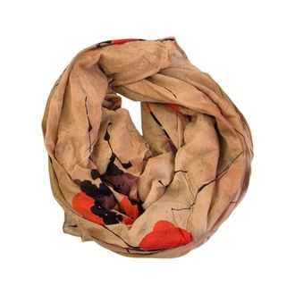 Manila Grace unisex, Accessoires, Orange, Taille: ONE Size Foulard en coton et soie avec motif floral et logo