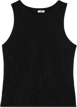 Oltre Jersey-Top mit Mikrokristallen - - Tops - Damen - Schwarzk - 2XL