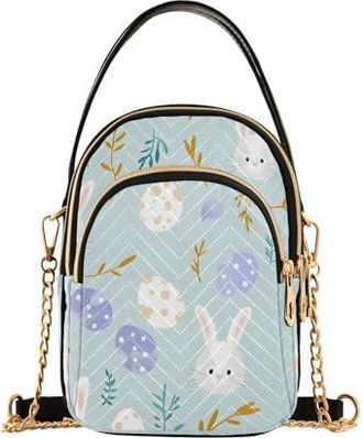 Mnsruu Sac à bandoulière pour femme - Lapin de Pâques - OEufs de Pâques - Petit sac à bandoulière avec sangle réglable