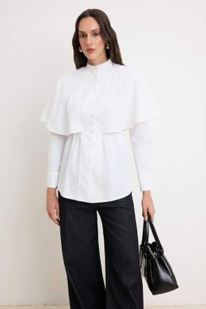 Trendyol Modest Damen Wei&szlig; Einfarbig Lang Tailliert Modest Hemden