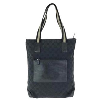 Gucci Sac bandouli&egrave;re fourre-tout en toile GG en cuir Pre-owned - Femme - Pre-owned - Noir - Taille: ONE Size