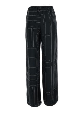 Toteme Womens Pants Monogram Silk Pj Bottoms Black Trousers