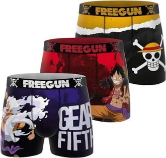 Freegun Boxer Homme One Piece, Caleçon Homme Luffy, Original et Authentique (Lot de 3) XL