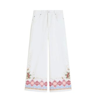Max Mara Femme, Pantalons, Blanc, Taille: 44 FR Pure Cotton Bull Pantalons