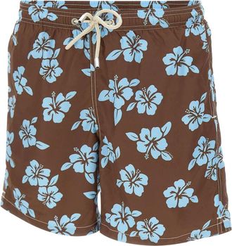 MC2 Saint Barth Homme, Maillots de bain, Brun, Taille: M Lighting Tiki Hibiscus Swim Shorts