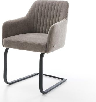 DELIFE Freischwinger Greg-Flex Strukturstoff Soft Taupe Freischwinger flach Schwarz Taschenfederkern, Esszimmerst&uuml;hle