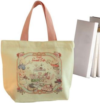 Generico Gen&eacute;rico Sac de Transport en Toile Motif Lapin Doux pour Femmes Grand Sac &agrave; Provisions R&eacute;utilisable Cadeau Durable | Pour Elle M&egrave;re Enseignante Petite