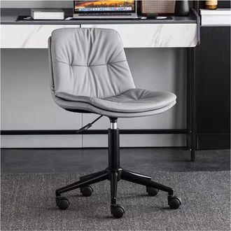 Generic Verstellbarer Drehstuhl aus Leder mit Rollen, ergonomisch geformte R&uuml;ckenlehne, gepolsterte mittelhohe R&uuml;ckenlehne f&uuml;r B&uuml;ro, Wohnzimmer und Arbeitszim