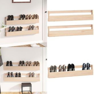 vidaXL Vidaxl - Wand-Schuhregale 2 Stk. 110x9x23 cm Massivholz Kiefer - Holz Schuhregal - Wand Regal - Schuhschrank - Kiefernholzmöbel - Schrank - Home &