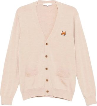 Maison Kitsun&eacute; Homme, Pulls, Beige, Taille: XL Pm00501Kt1181 Cardigan en m&eacute;rinos