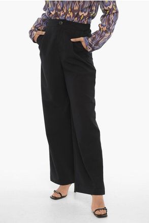 OBLÒ Wide Leg Stretch Fabric Single-Pleat Pants size Xs