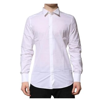 Dolce & Gabbana Wei&szlig;e Baumwoll Langarm Formelle Hemd - - Shirts - Herren - Wei&szlig; - L