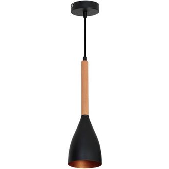 Licht-Erlebnisse Licht-erlebnisse - Suspension élancée Noir Métal Bois Ø11cm muza