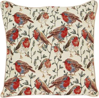 SIGNARE Tapisserie Kissenbezug 45x45, Kissen 45x45 Kutdoor Kissen, Sofakissen, Deko Kissen, Zierkissen mit Vogel Design (Robin) (CCOV-ROB)