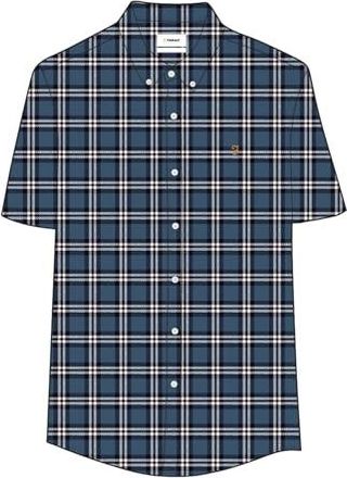 Farah Brewer Organic Check Manches Longues, Marée Bleue, XL Homme