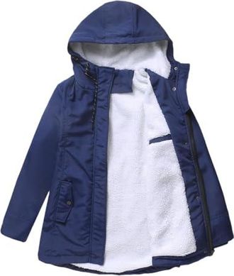 Generic Veste dhiver chaude &agrave; capuche courte pour femme - Parka dhiver doubl&eacute;e en polaire - Parka dhiver &agrave; manches longues avec fermeture &eacute;clair - Parka &eacute;pais