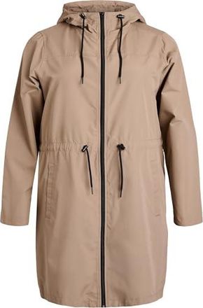 Zizzi Flash Parka Femme Grandes Tailles - Veste D&eacute;perlante - Veste de Mi-saison Femme Longue avec Capuche & Cordon de Serrage &agrave; la Taille - Mode Femme Grand