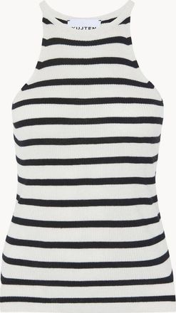 Kujten Débardeur échancré rayé soie et cachemire - Débardeur Yael Marin