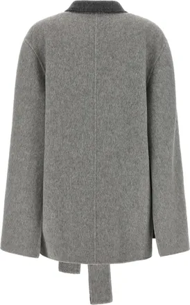 Alberta Ferretti Cape-Sleeve Wool Coat - Gray