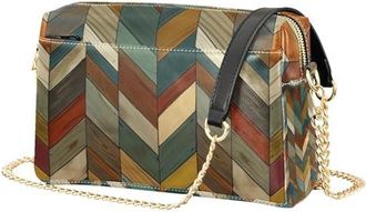 Mnsruu Sacs à bandoulière pour femme, sac à main en cuir et bois à chevrons colorés