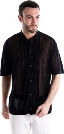 Paolo Pecora Homme, Chemises, Noir, Taille: 2XL Polo Knit Top