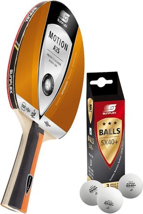 SUNFLEX Motion A25 Tischtennisschl&auml;ger + 3*** ITTF SX+ Tischtennisb&auml;lle | Tischtennisschl&auml;gerset | Tischtennis Freizeit Set
