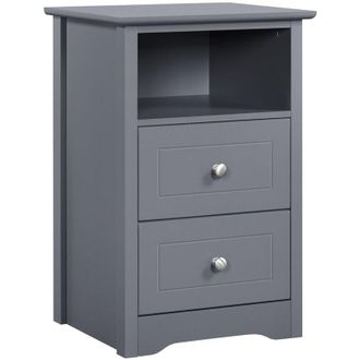 Yaheetech Table de Chevet en Bois, Table de Nuit Chambre Adulte, 40 x 35 x 60 cm, 2 Tiroirs, 1 Compartiment, Table dAppoint, Salon, Bureau blanc - Yaheetech