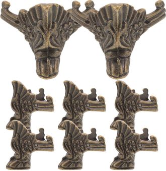 Artibetter Hoement 8 St&uuml;ck Teiliges Antike M&ouml;belbeine aus Dekorative Vintage Schmuckk&auml;stchen F&uuml;&szlig;e Eckenschutz f&uuml;r Holzboxen Vielseitig Einsetzbare M&ouml;belzubeh&ouml;r f