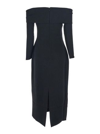 Solace London Womens Yuni Black Dress With Square Neckline Polyester