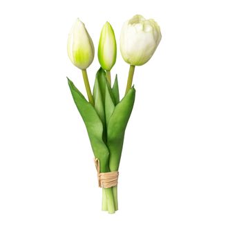 Creativ Green k&uuml;nstliche Tulpen 20,5 cm I 3 wei&szlig;e Tulpen I k&uuml;nstlicher Tulpenbund I Fr&uuml;hlings-Deko I Deko f&uuml;r Ostern I hochwertige Kunstblumen I Kunstblumenstrau&szlig;