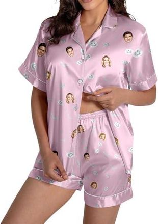 Generico Ensemble de pyjama dHalloween pour femme, chemisier &agrave; manches courtes et short, confortable et respirant, avec imprim&eacute; DIY V&ecirc;tements de nuit d&eacute;t&eacute;, Ros