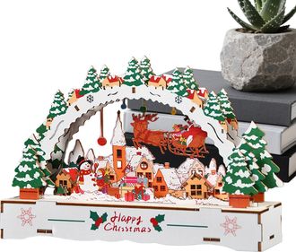 Generico Weihnachtsdorf-Häuser-Set zum Selbermachen, beleuchtete Schreibtischdekoration, Dorfdekoration, für Fensterregal, Nachttisch, Schlafzimmer, Wohnzimmer