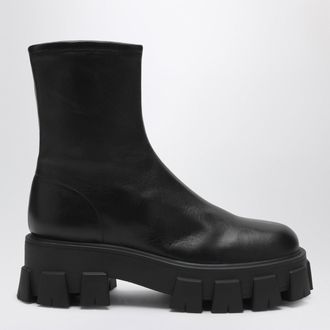 Prada Schwarze Monolith Stiefeletten aus Stretch-Nappaleder