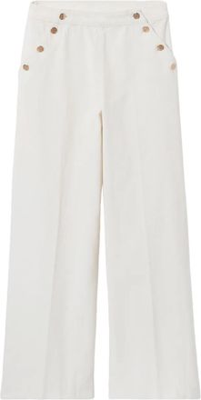 Claudie Pierlot Hose aus Cord mit Knopfverschluss - Weiß