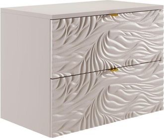Vente-Unique Meuble sous vasque suspendu textur&eacute; avec planche - Beige - 80 cm - RINAREL