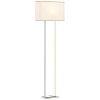 HOMCOM LED Stehlampe Wohnzimmer Stehleuchte mit Leinen-Lampenschirm, minimalistische Standleuchte Nachtleuchte f&uuml;r Schlafzimmer Wei&szlig;