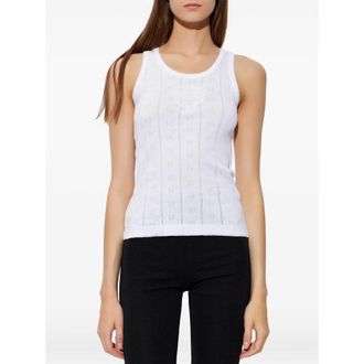 Ganni Pointelle Knit with Butterfly Motif Tank Top - White