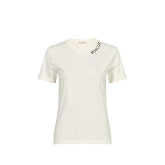 Moncler T-shirt uni &agrave; logo brod&eacute; au col en coton