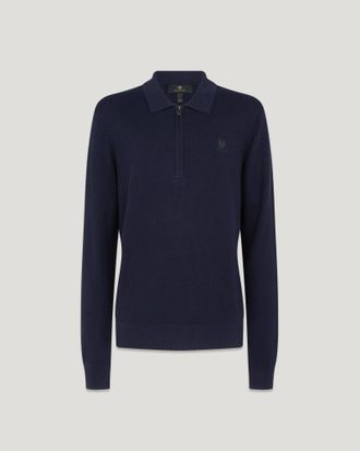 Belstaff Belstaff Polo En Maille Drift pour homme Mélange coton et soie Bleu encre foncé Taille 2XL