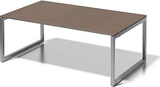 Bisley Cito Chefarbeitsplatz/Konferenztisch, 740 mm höhenfixes O-Gestell, Metall, Wn355 Dekor Nußbaum, Gestell Silber, 120 x 200 x 85 cm