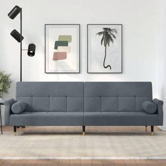 vidaXL Vidaxl - Canap&eacute;-lit avec coussins gris fonc&eacute; velours