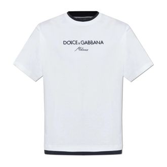 Dolce & Gabbana T-Shirt mit gesticktem Logo - - Tops - Herren - Wei&szlig; - XL