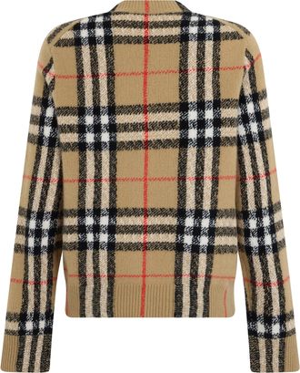 Burberry Checked Cashmere Cardigan - Beige