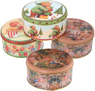 Garneck 4 St&uuml;ck Weihnachts-s&uuml;&szlig;igkeiten-box Weihnachtspl&auml;tzchen Dose Urlaub Keksdosen Mit Deckel Kugeln Monitorst&auml;nder Quadratische Kekse Mini-weihnachtsfigure