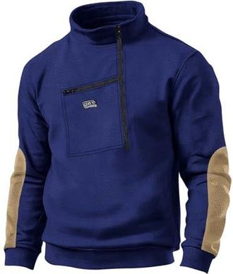 Generic Sweat en polaire confortable pour homme - Automne et hiver - Loisirs - Voyage - Sports - Coupe ajustée - Manches longues - Cadeau de Noël, bleu marine